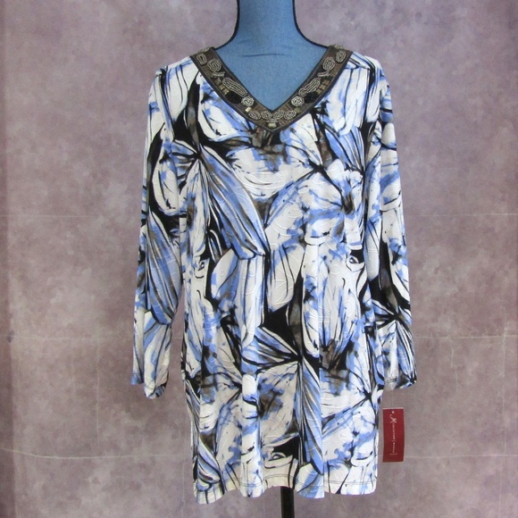 JM Collection | Tops | New Jm Collection Beaded Collar Tunic Size X ...